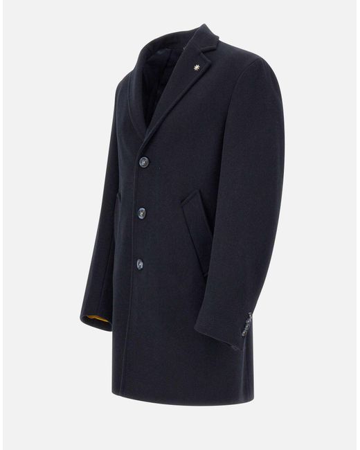 Manuel Ritz Textured Wool Blend Coat in Blue for Men | Lyst