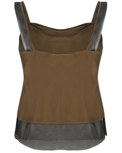 THE GARMENT Silk Satin Tulle Overlay Top in Brown | Lyst