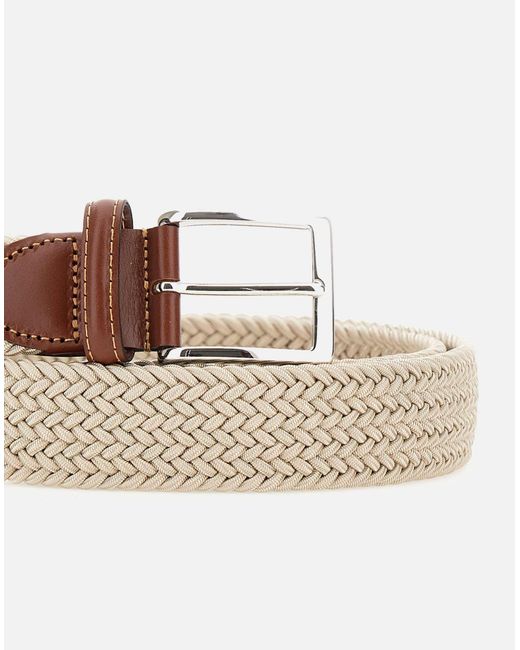 Athison Linen Belt With Leather Details in Natural for Men | Lyst