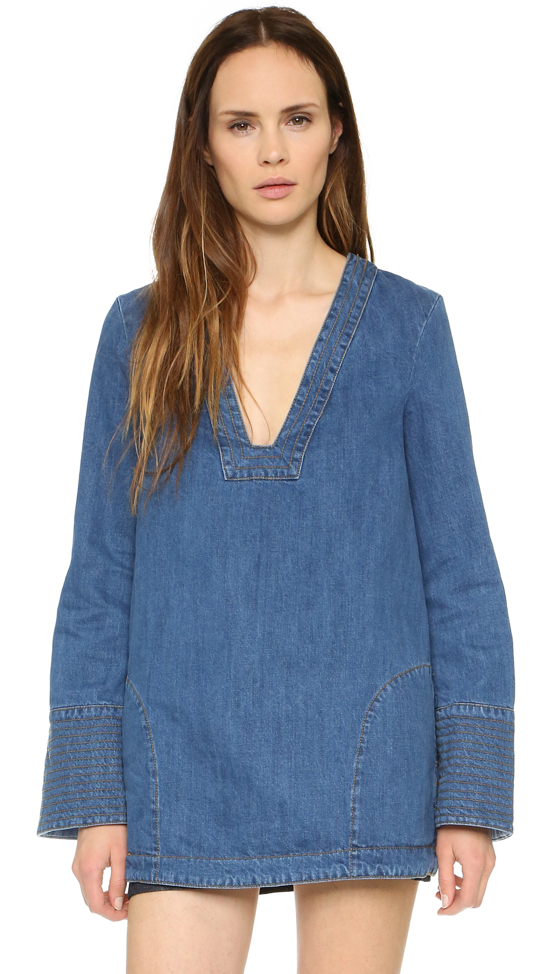 Free People Dreaming Of Denim Tunic in Blue | Lyst