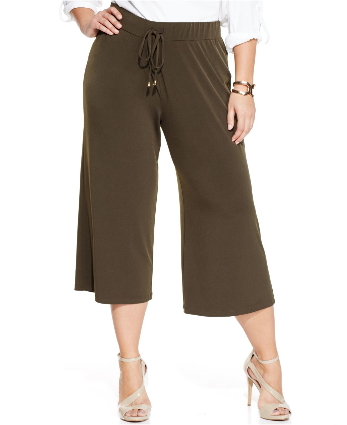 Lyst Jones New York Signature Plus Size Cropped Wide Leg Pants In Green