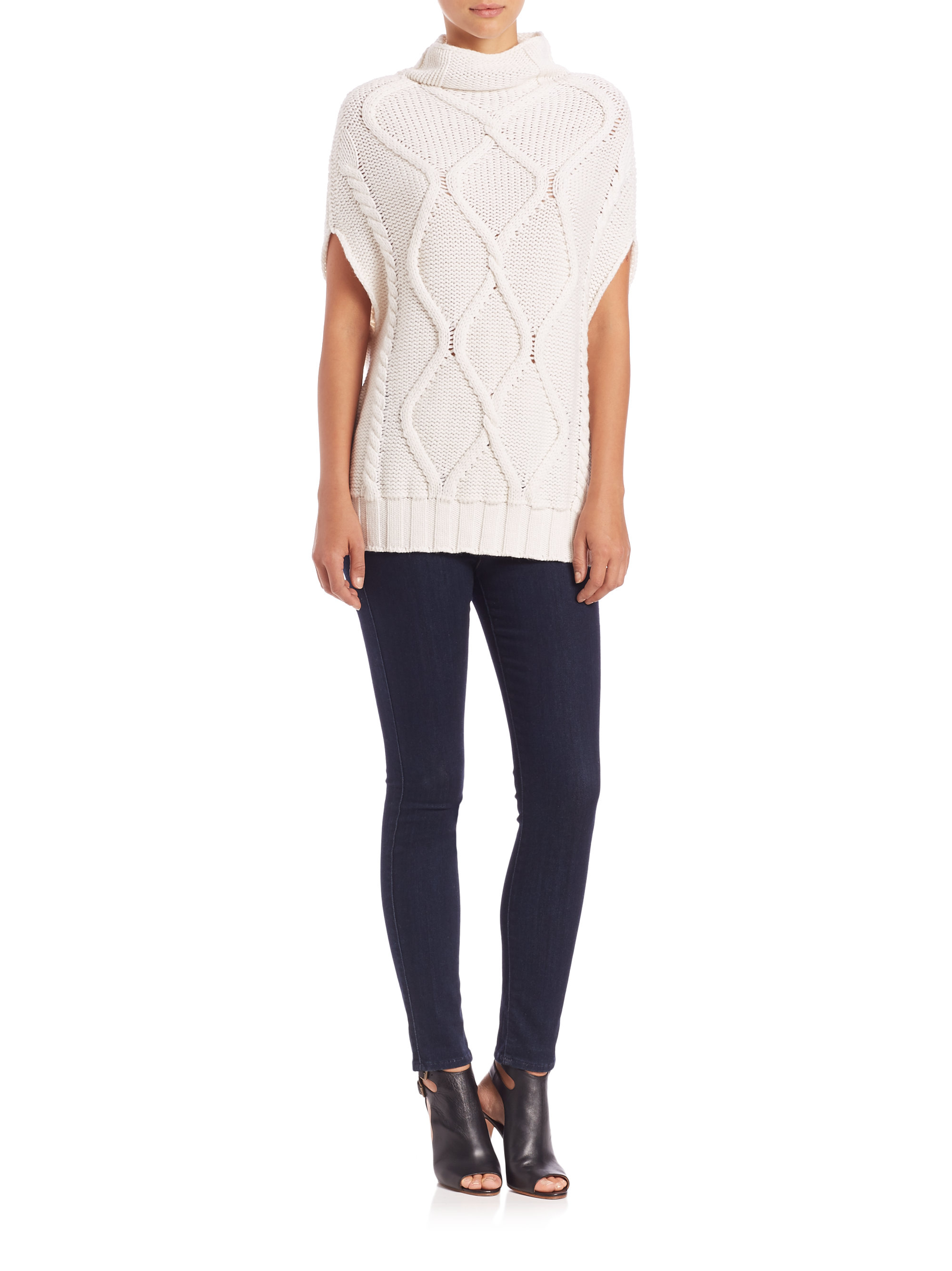 Lyst - Eleventy Cable-knit Turtleneck Sweater in White for Men