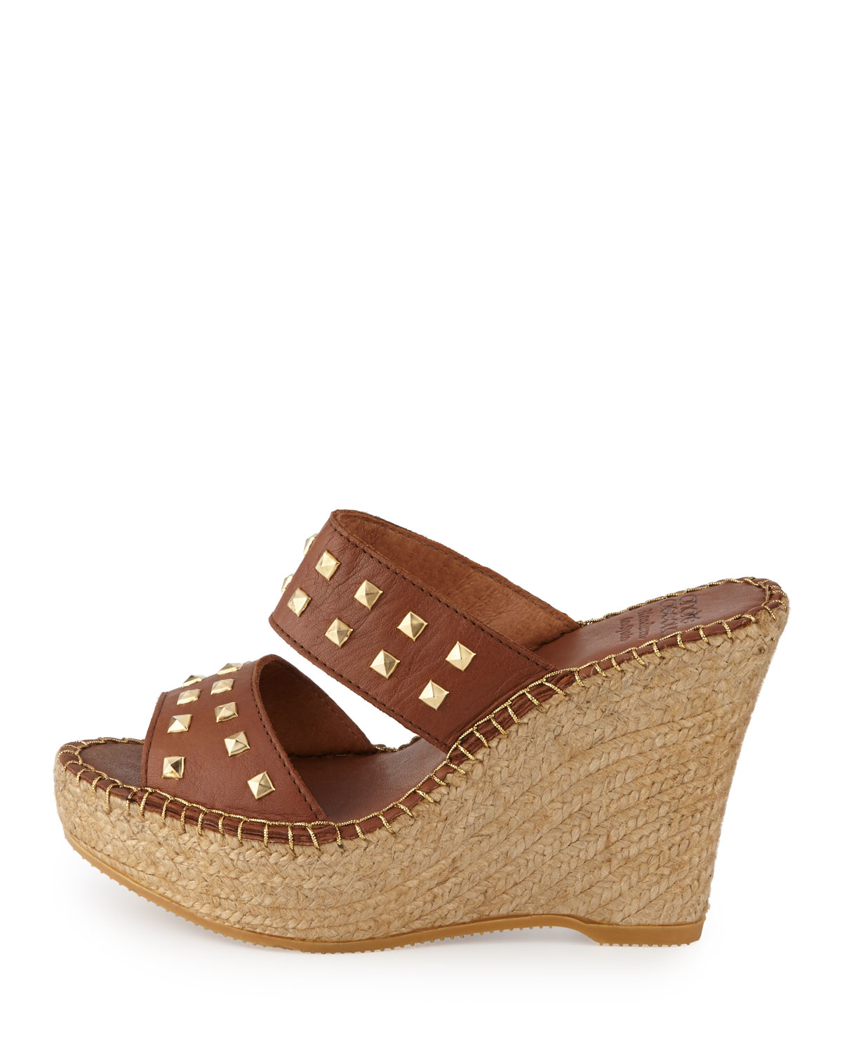 Lyst - Andre Assous Bally Studded Leather Wedge Sandal in Red