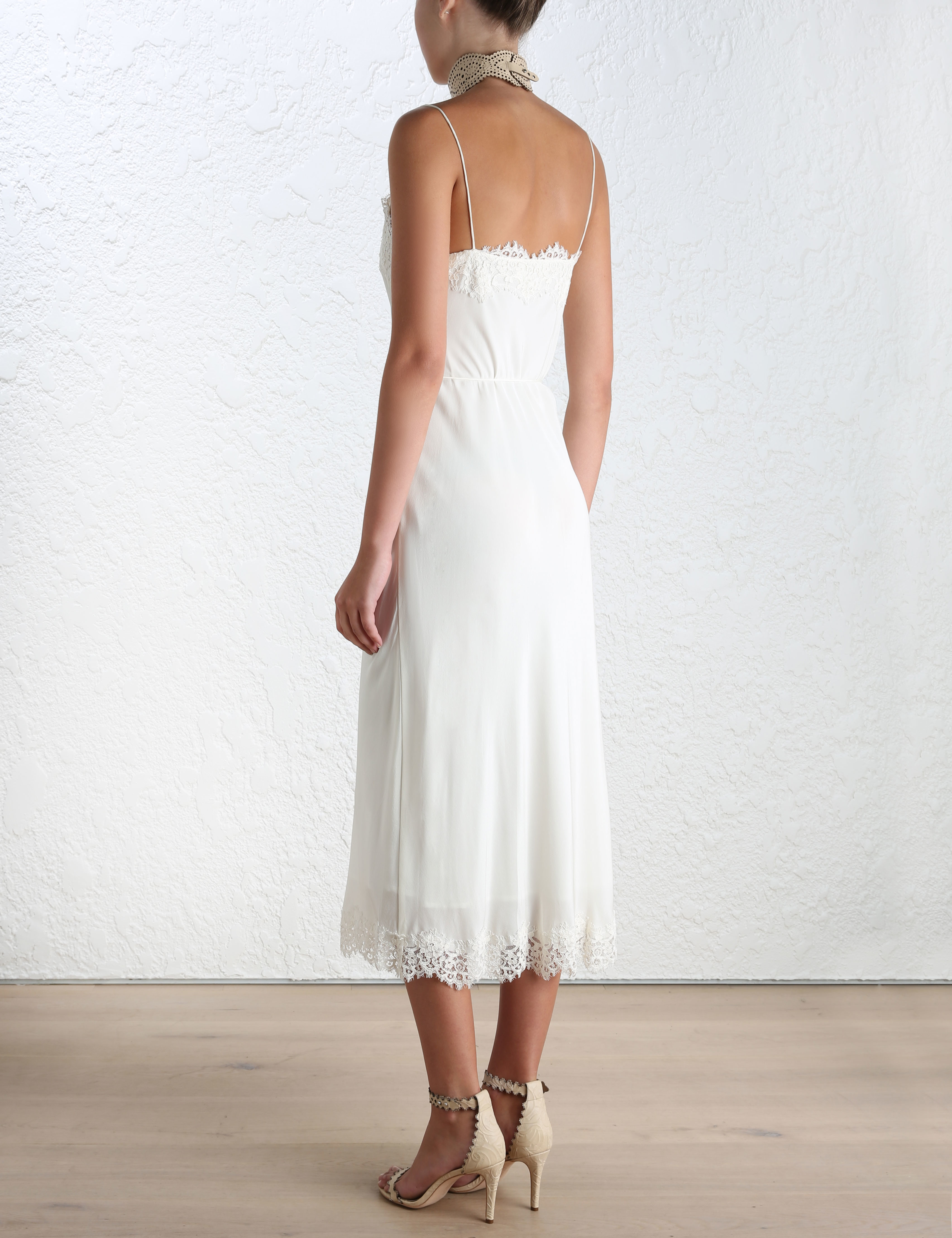 Zimmermann Silk Lace Long Slip In White Lyst