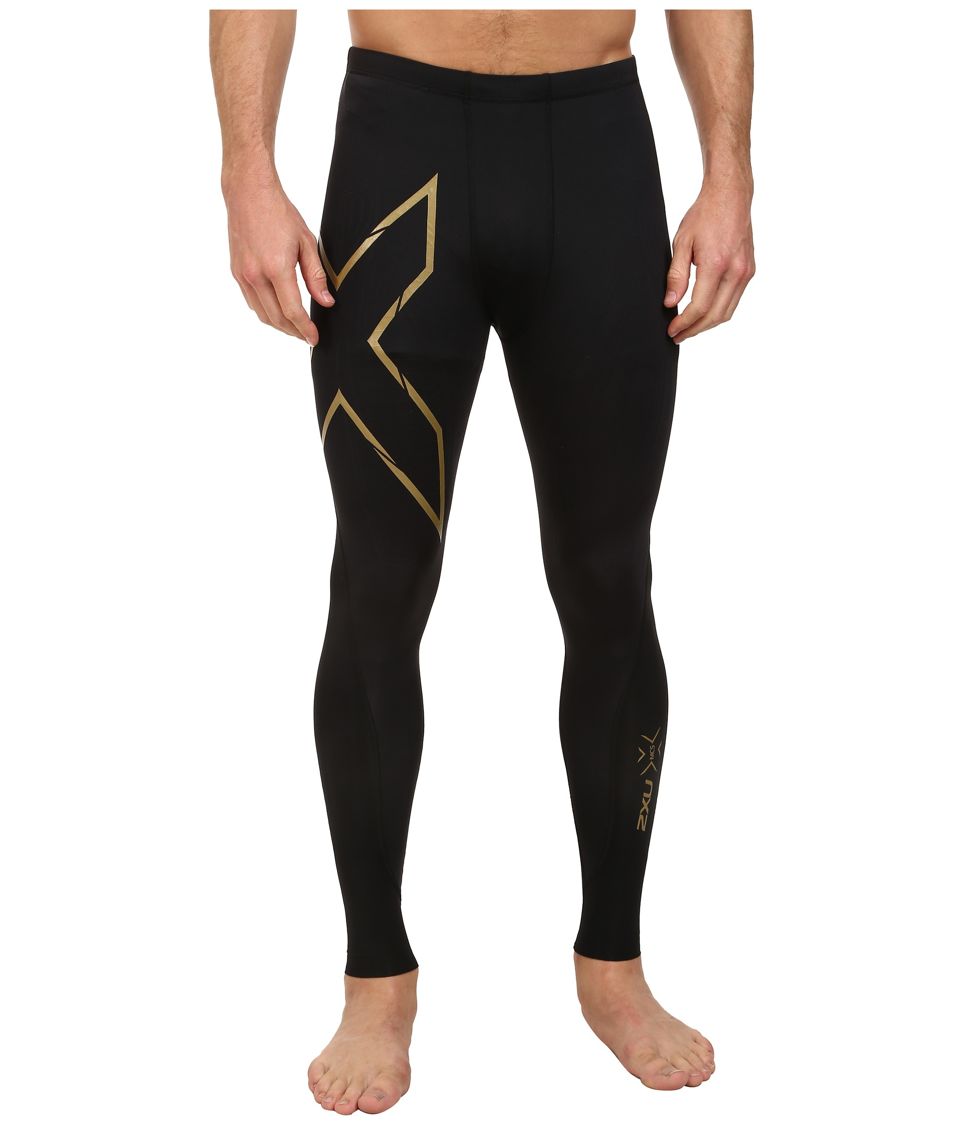 2xu Elite Mcs Compression Tights In Black For Men Black Gold Lyst