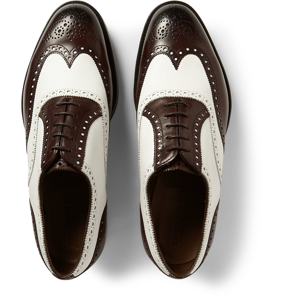 Edward Green Malvern Two-Tone Leather Golf Brogues in Brown for Men - Lyst