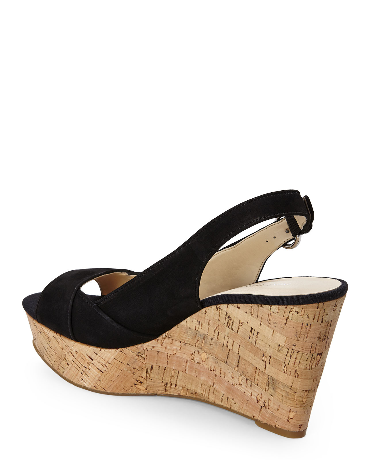 Nine West Black Caballo Cork Platform Wedges In Black Lyst