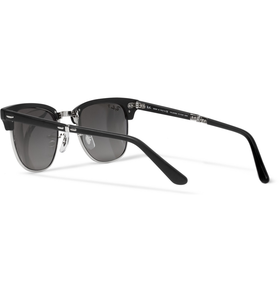 Ray Ban Clubmaster Folding Acetate And Metal Polarised Sunglasses In