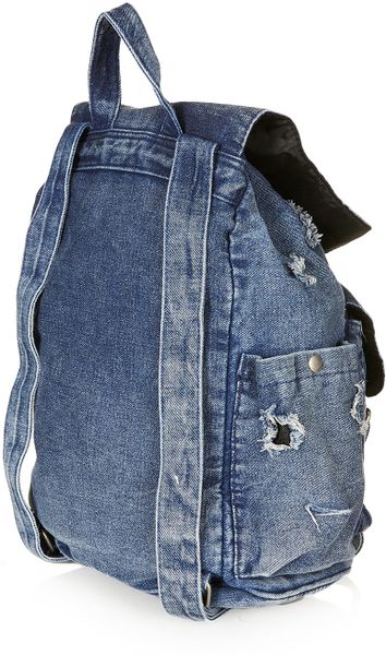 Topshop Ripped Denim Backpack in Blue (Denim) | Lyst