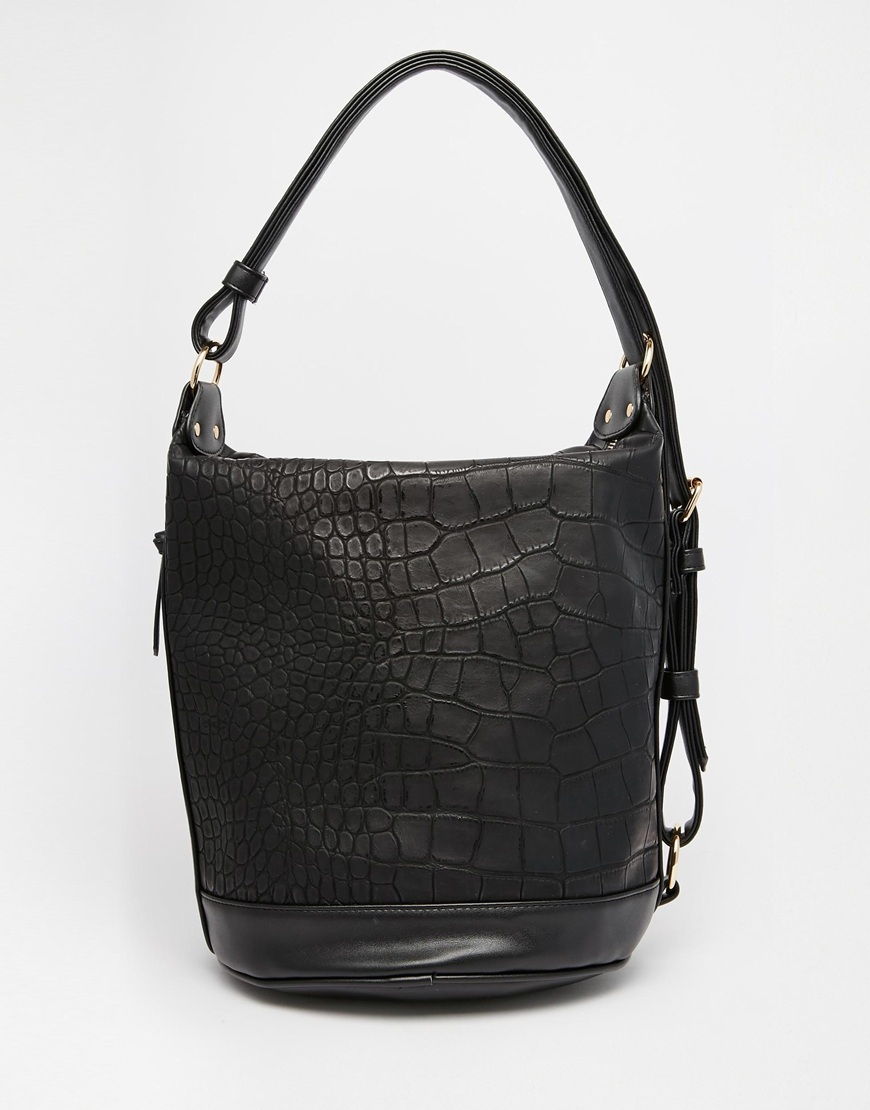 Asos Croc Slouch Shoulder Bag in Black | Lyst Asos Croc Slouch Shoulder Bag in Black | Lyst