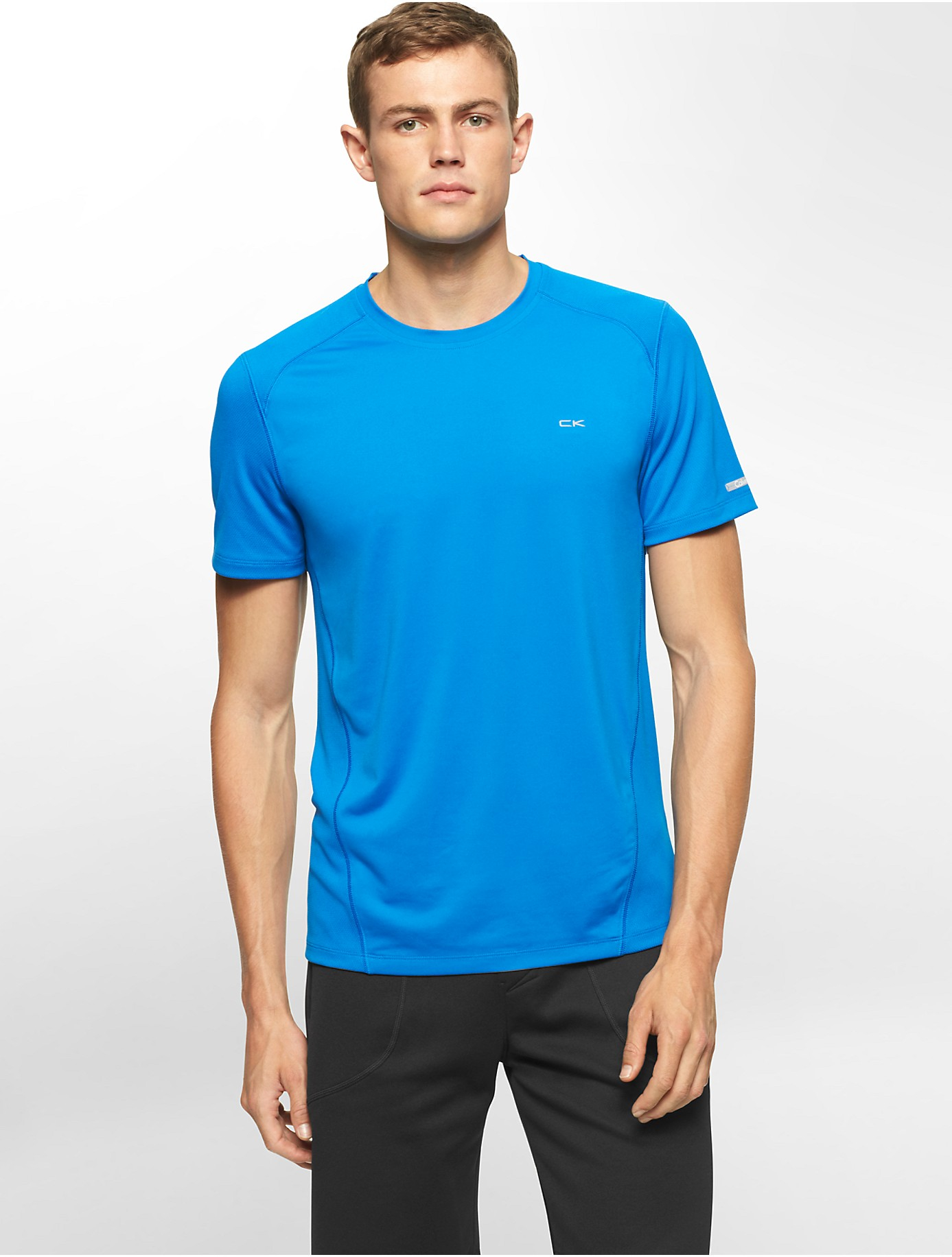 Calvin Klein White Label Performance Mesh Detail Short Sleeve Shirt In