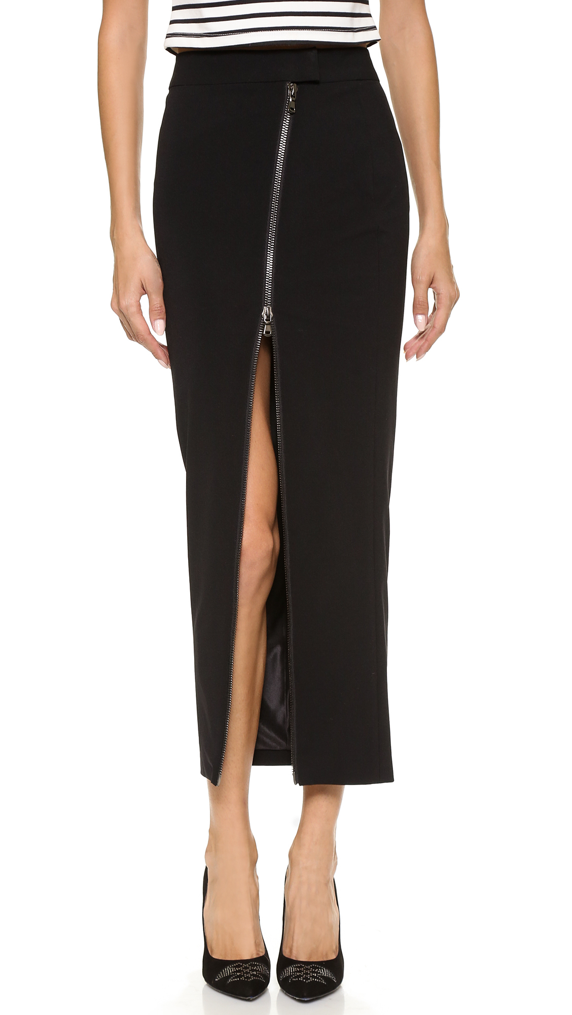 Balmain Zip Pencil Maxi Skirt Black | Lyst