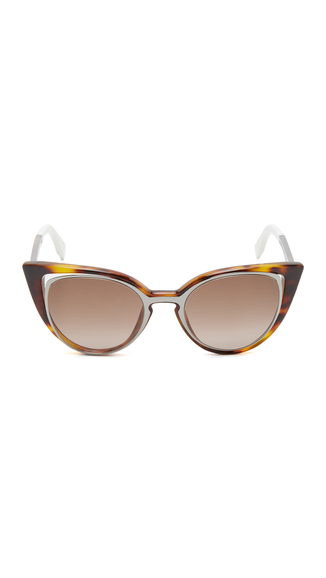 Fendi Cutout Cat Eye Sunglasses In Brown Lyst