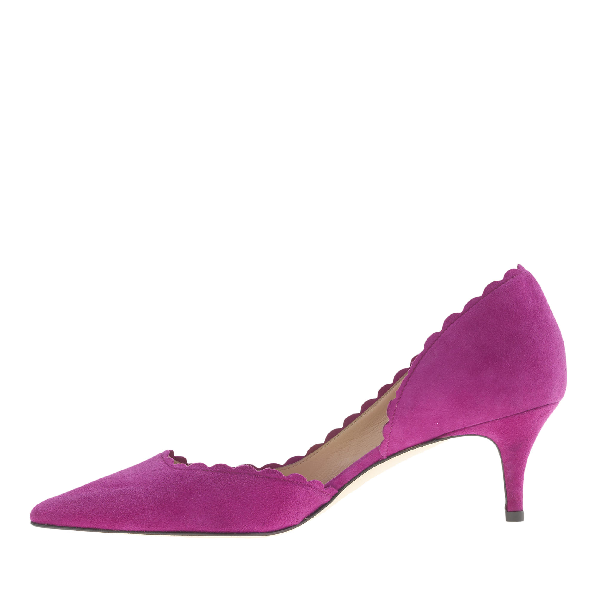 Lyst - J.Crew Dulci Scalloped Suede Kitten Heels in Purple Lyst - J.Crew Dulci Scalloped Suede Kitten Heels in Purple