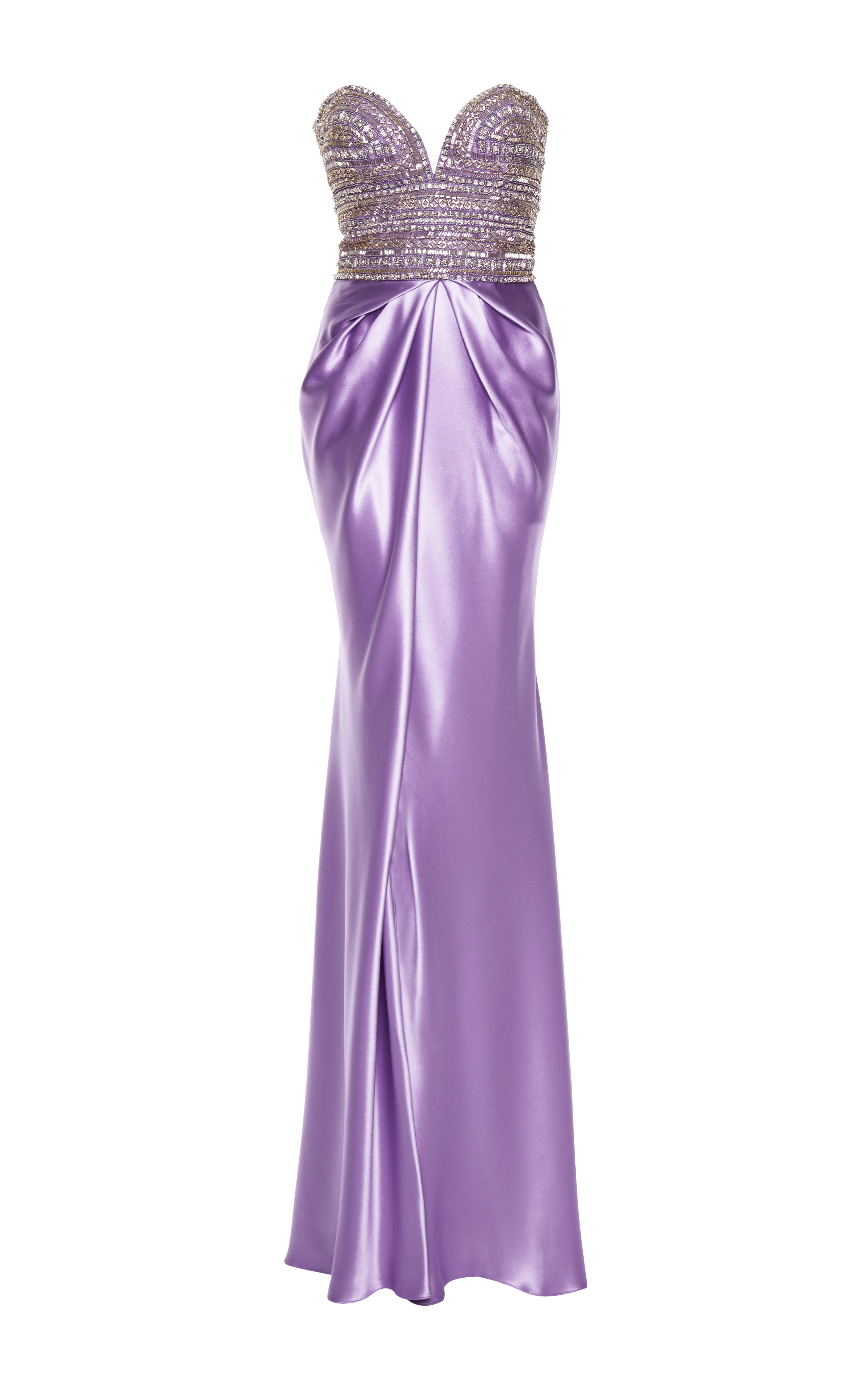 Naeem Khan Satin Bustier Gown In Metallic Purple Lyst
