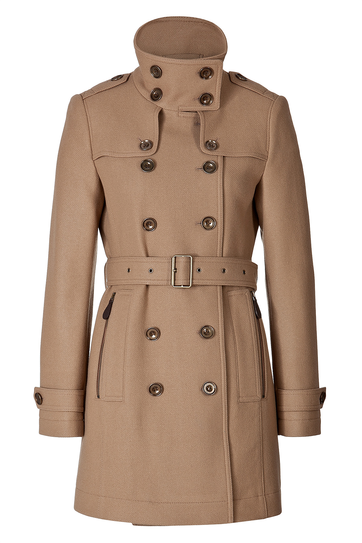 Lyst Burberry Brit Short Double Wool Twill Daylesmoore Trench Coat In Camel In Brown
