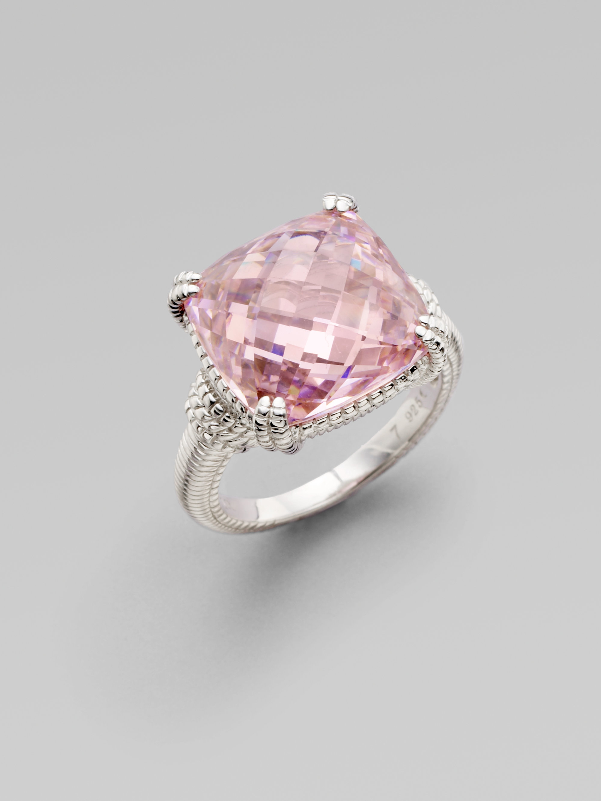 Judith Ripka La Petite Pink Crystal & Sterling Silver Cushion Cocktail ... Judith Ripka La Petite Pink Crystal & Sterling Silver Cushion Cocktail ...