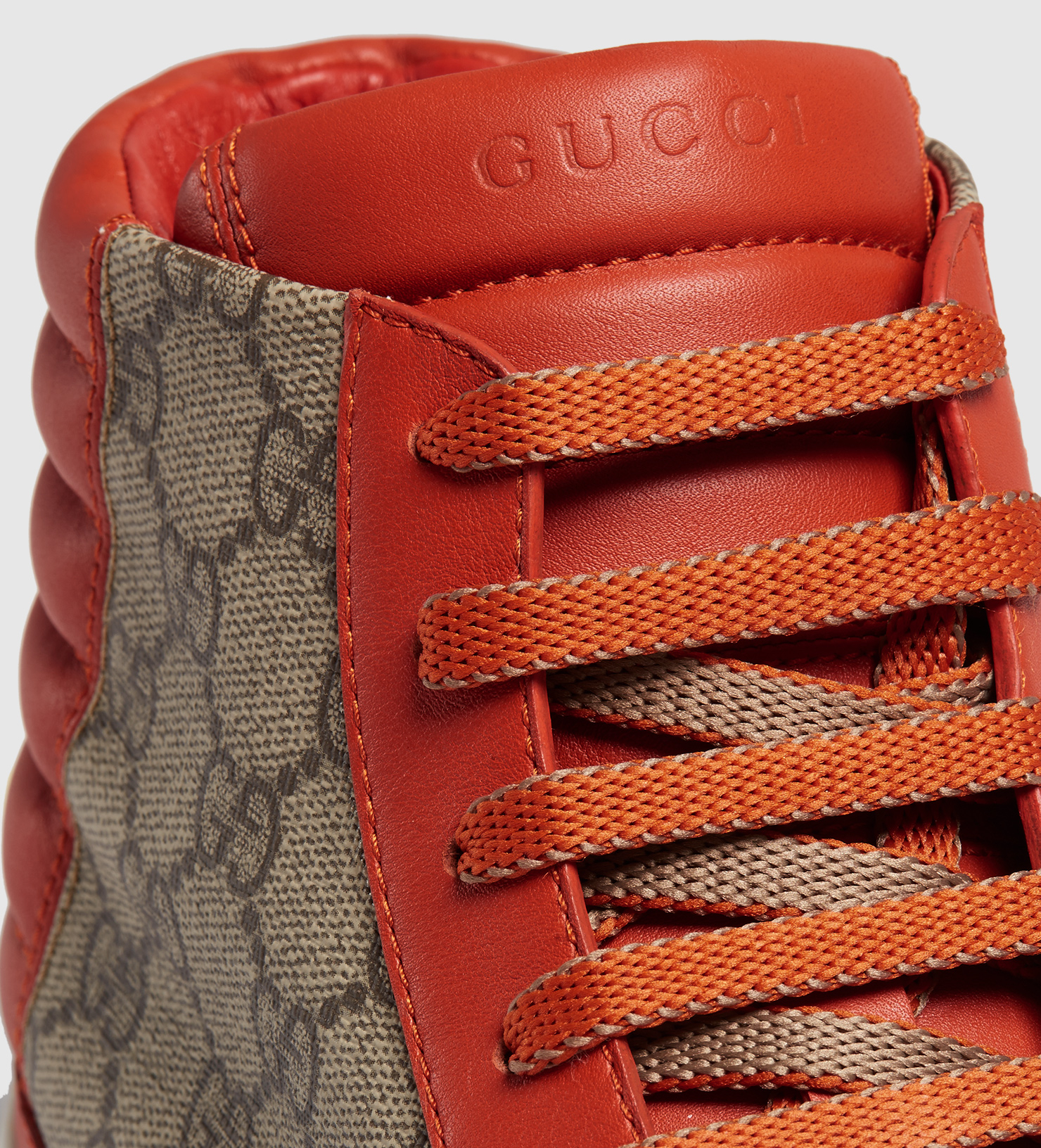 Gucci Gg Supreme And Leather High-top Sneaker in Orange for Men - Lyst