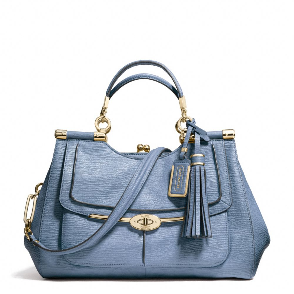 COACH Madison Pinnacle Carrie Satchel in Textured Leather - Lyst