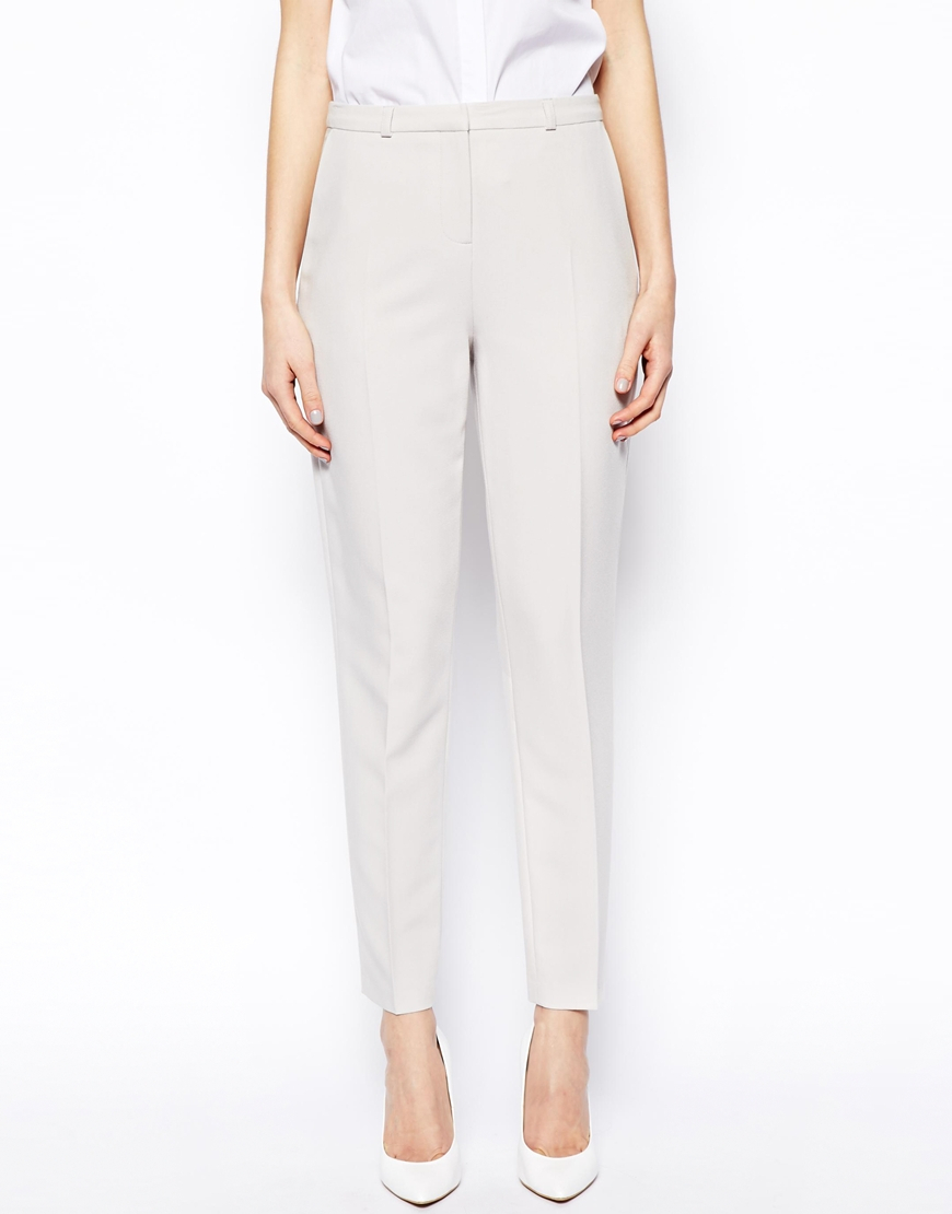 Lyst Asos Cigarette Trousers In Crepe In Gray