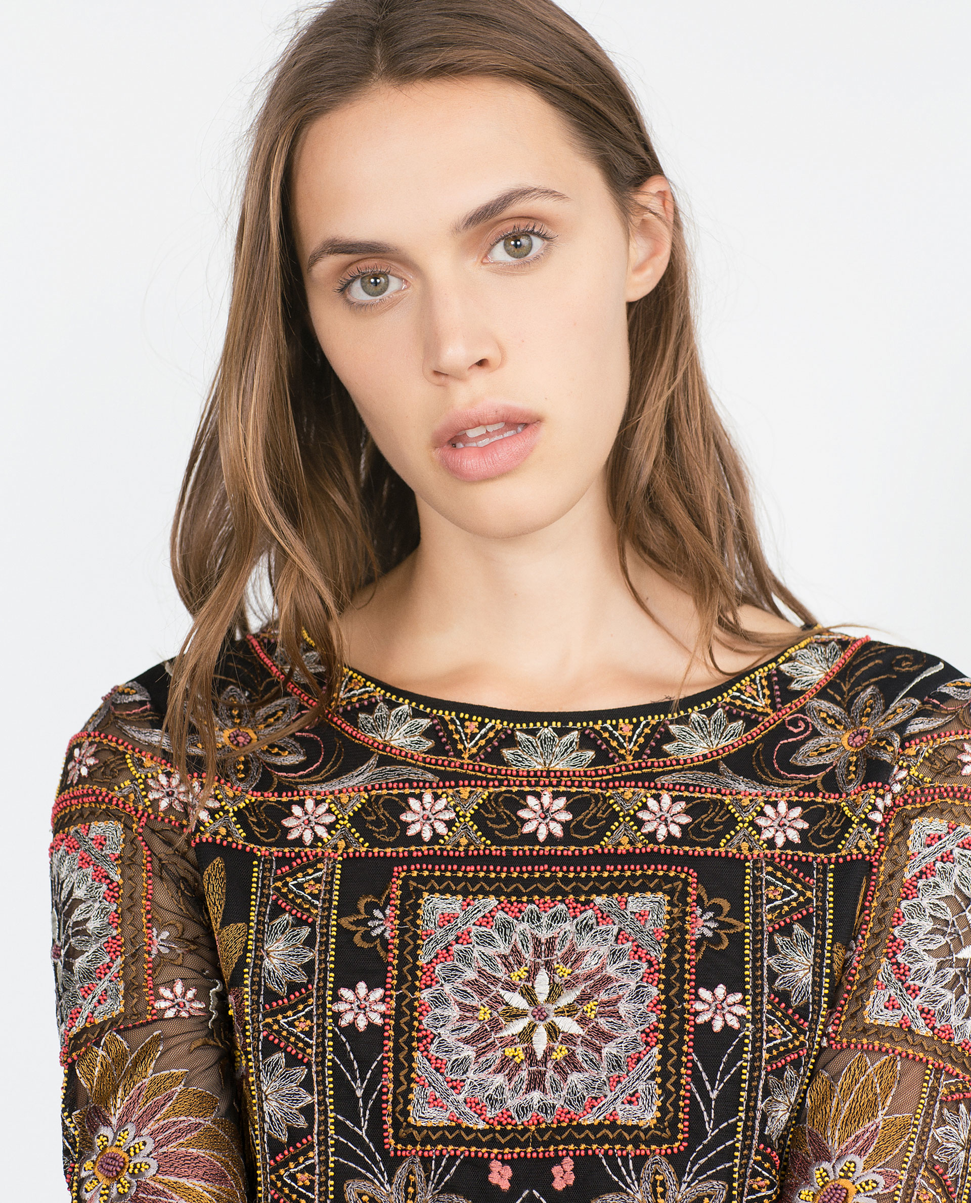 Zara Embroidered Top in Black | Lyst