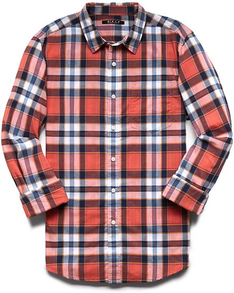 21men Classic Fit Tartan Plaid Shirt in Blue for Men (Blue/coral) | Lyst