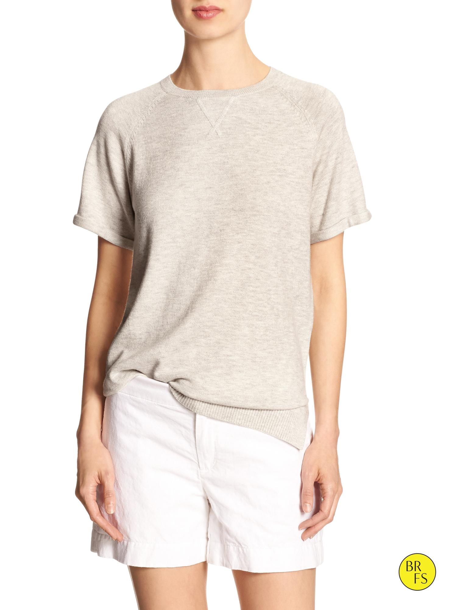 Lyst Banana Republic Factory Short Sleeve Sweater In Gray