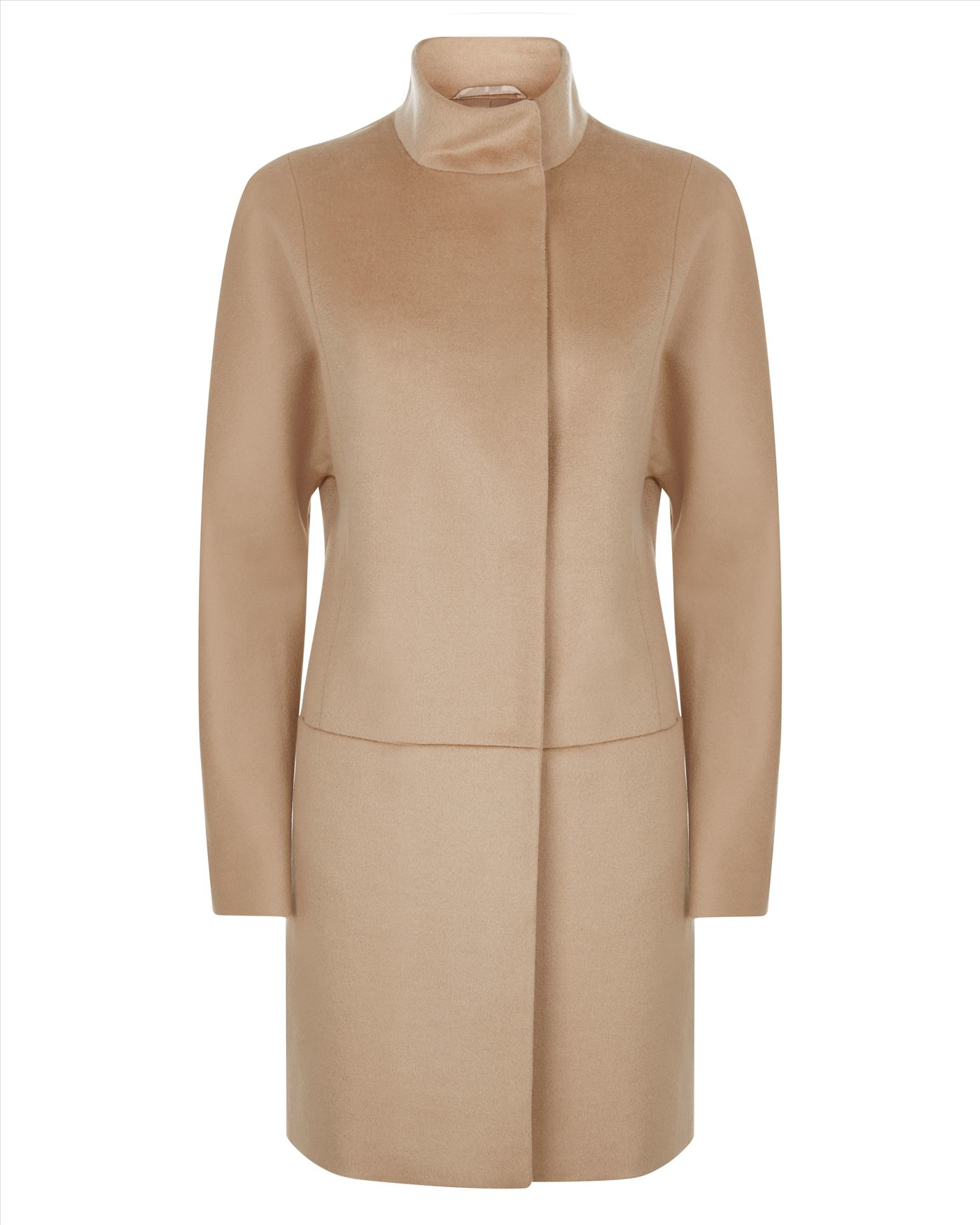Jaeger Wool Funnel Neck Coat in Beige (Camel) | Lyst Jaeger Wool Funnel Neck Coat in Beige (Camel) | Lyst