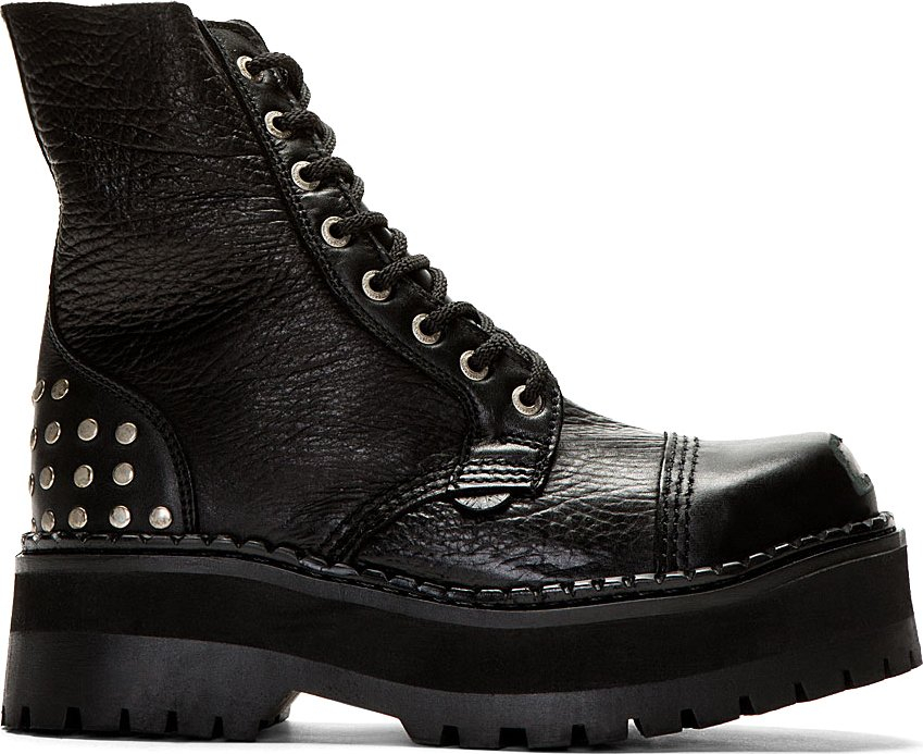 Underground Black Leather Steel Toe Platform Combat Boots for Men - Lyst