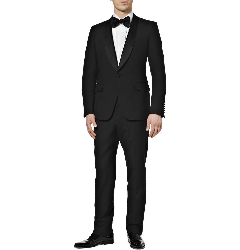 Gucci Wool Shawl Collar Tuxedo Suit in Black for Men - Lyst