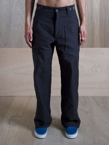 Nigel Cabourn Mens Pleated Knee Patch Pants in Blue for Men (navy) - Lyst
