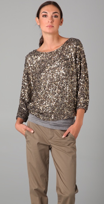 Vince Cluster Sequin Top in Metallic | Lyst