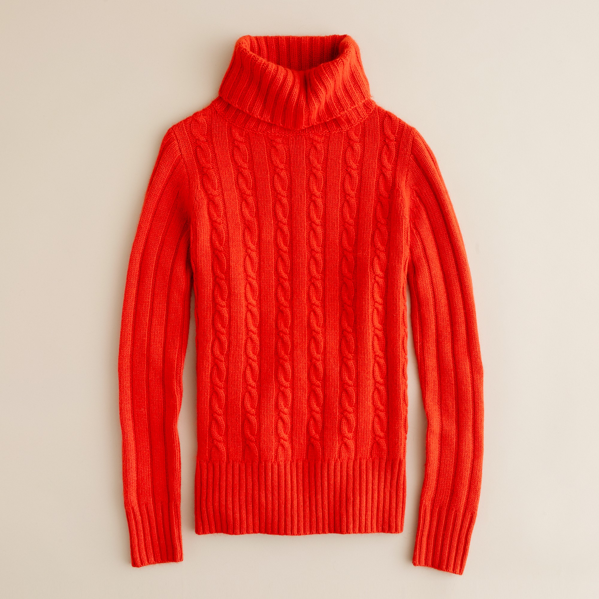 J Crew Cambridge Cable Chunky Turtleneck Sweater In Red Lyst