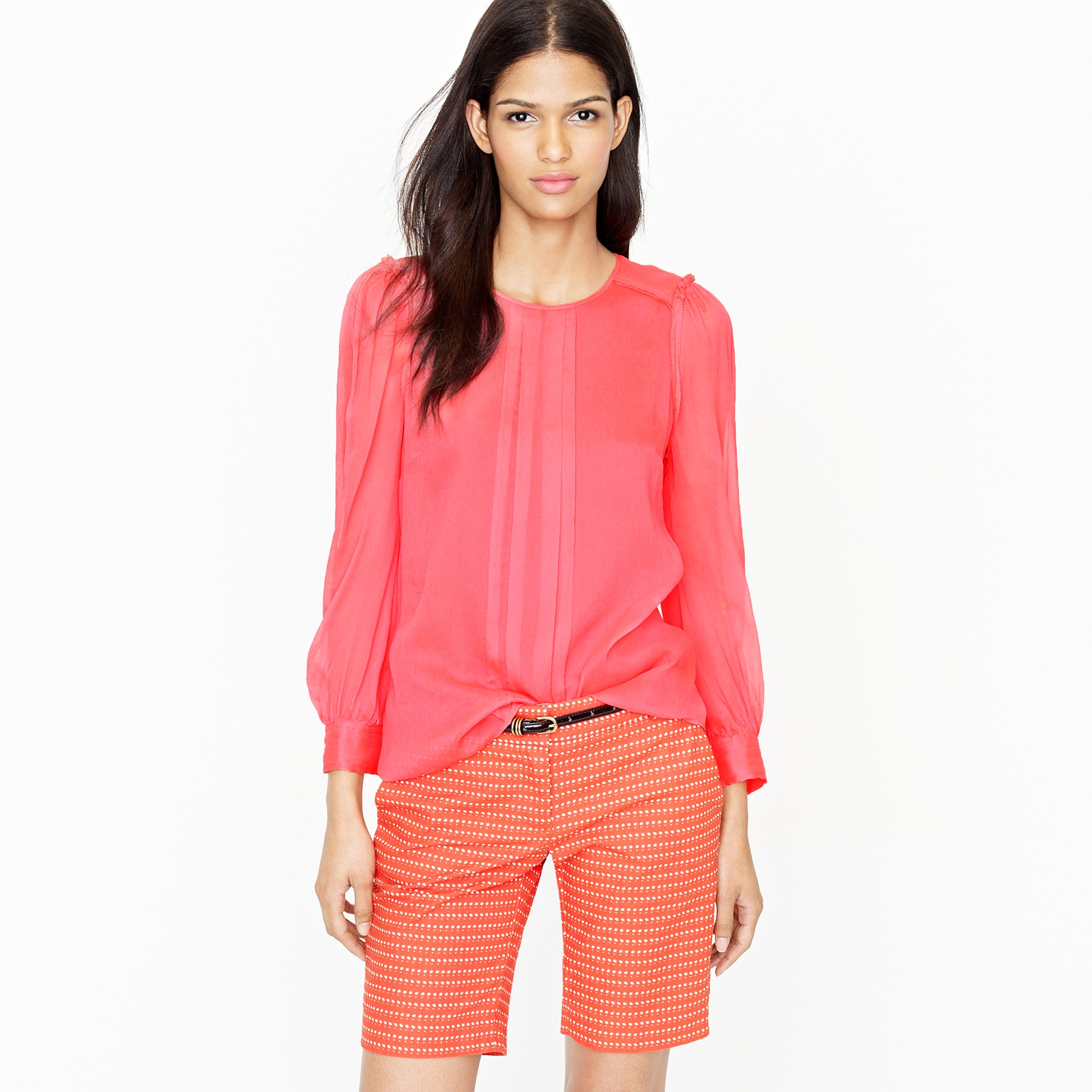 J Crew Silk Pintuck Blouse In Pink Lyst
