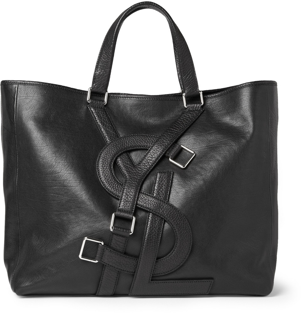 Saint Laurent Black Leather Vavin Logo Buckle Large Tote For Men Lyst Saint Laurent Black Leather Vavin Logo Buckle Large Tote For Men Lyst