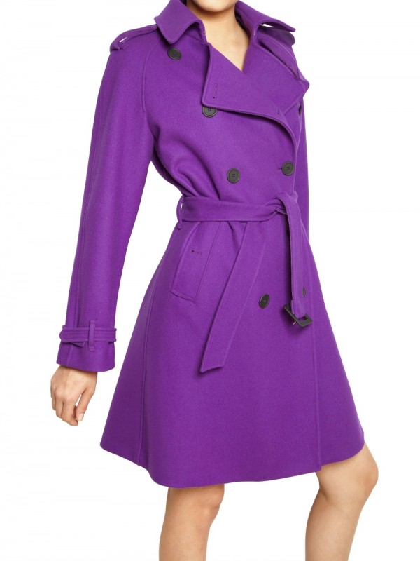 Blumarine Wool Cashmere Cloth Trench Coat in Purple - Lyst