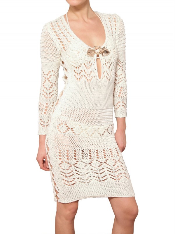 Lyst Emilio Pucci Jewelled Cotton Crochet Dress In White