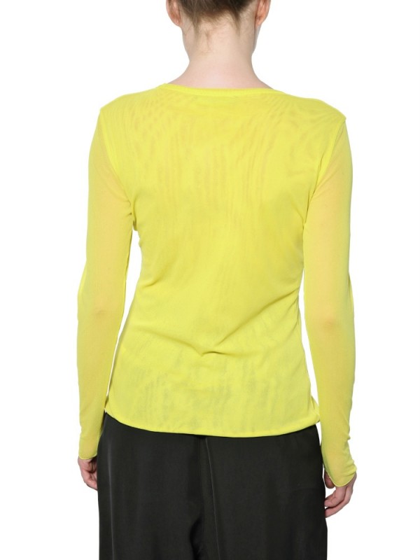 Max Mara Long Sleeve Tecno Mesh Top in Yellow - Lyst