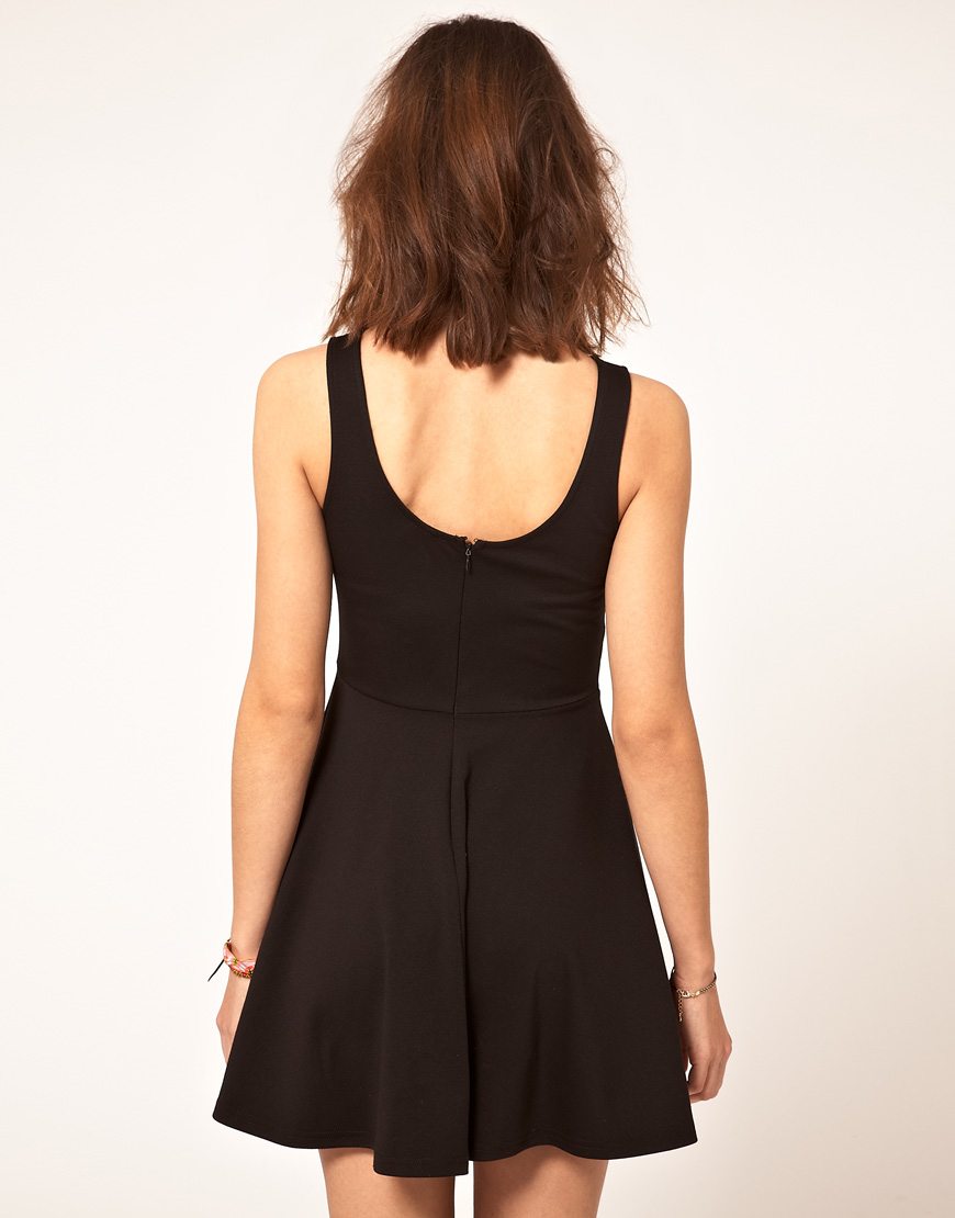 Lyst - Asos collection Asos Skater Dress with Laser Cut in Black