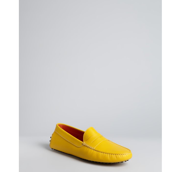 Lyst Tods Yellow Leather Driving Loafers In Yellow For Men