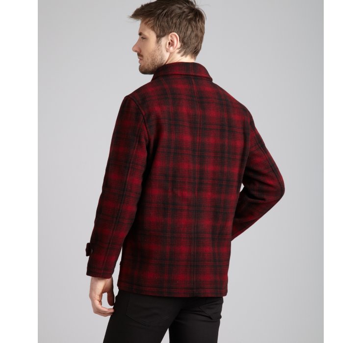 Lyst - Farah Dark Red Plaid Wool The Horatio Button Front Jacket in Red ...