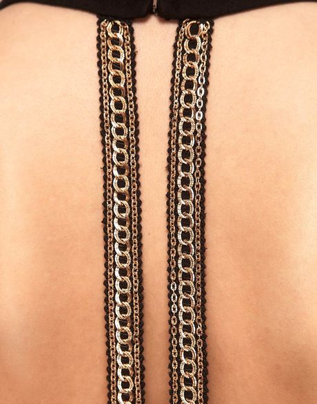 Asos Collection Asos Bodycon Dress with Chain Back in Black | Lyst