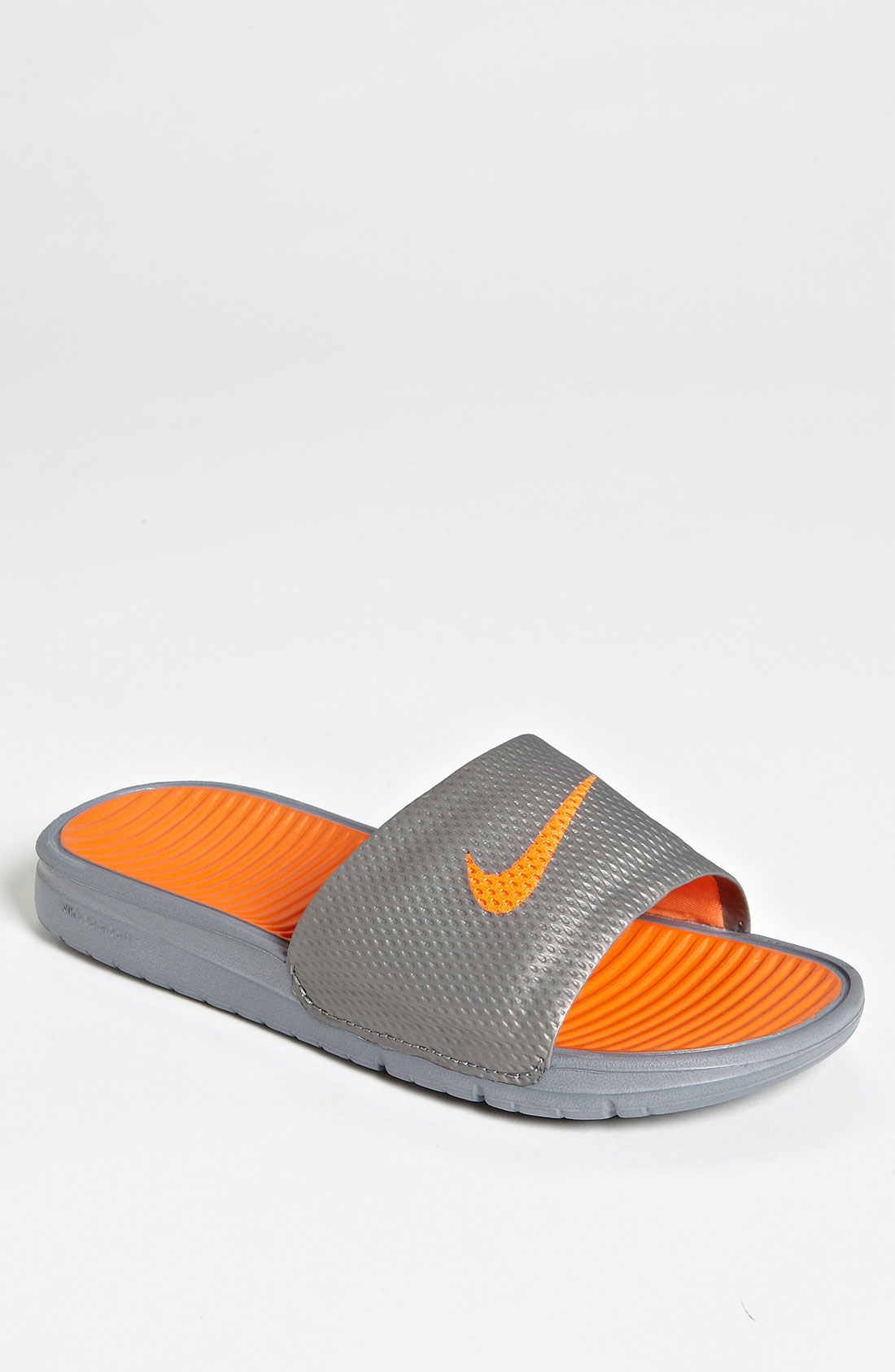 Nike Benassi Solarsoft Slide In Gray For Men Grey Orange Lyst