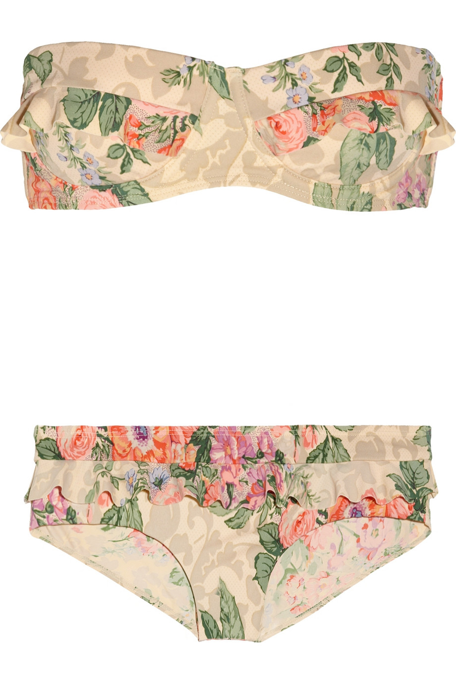 Zimmermann Devoted Floralprint Ruffled Bikini In Floral Lyst