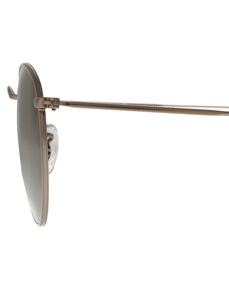 Ray Ban Round Metal Sunglasses In Metallic Lyst