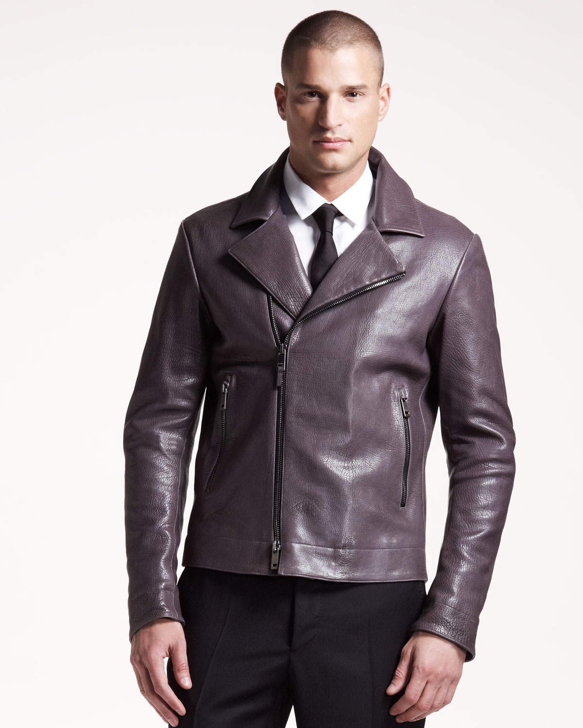 Lyst - Jil Sander Leather Motorcycle Jacket in Purple for Men Lyst - Jil Sander Leather Motorcycle Jacket in Purple for Men