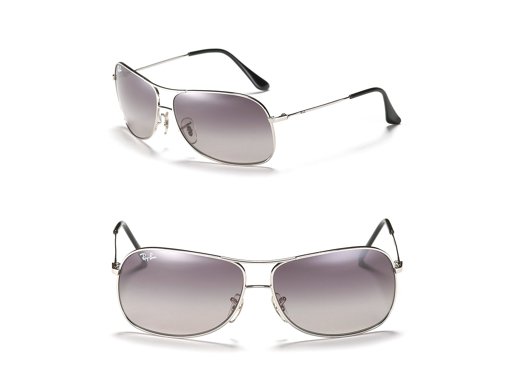 Ray-Ban Aviator Square Wrap Sunglasses in Shiny Silver (Metallic) for ...