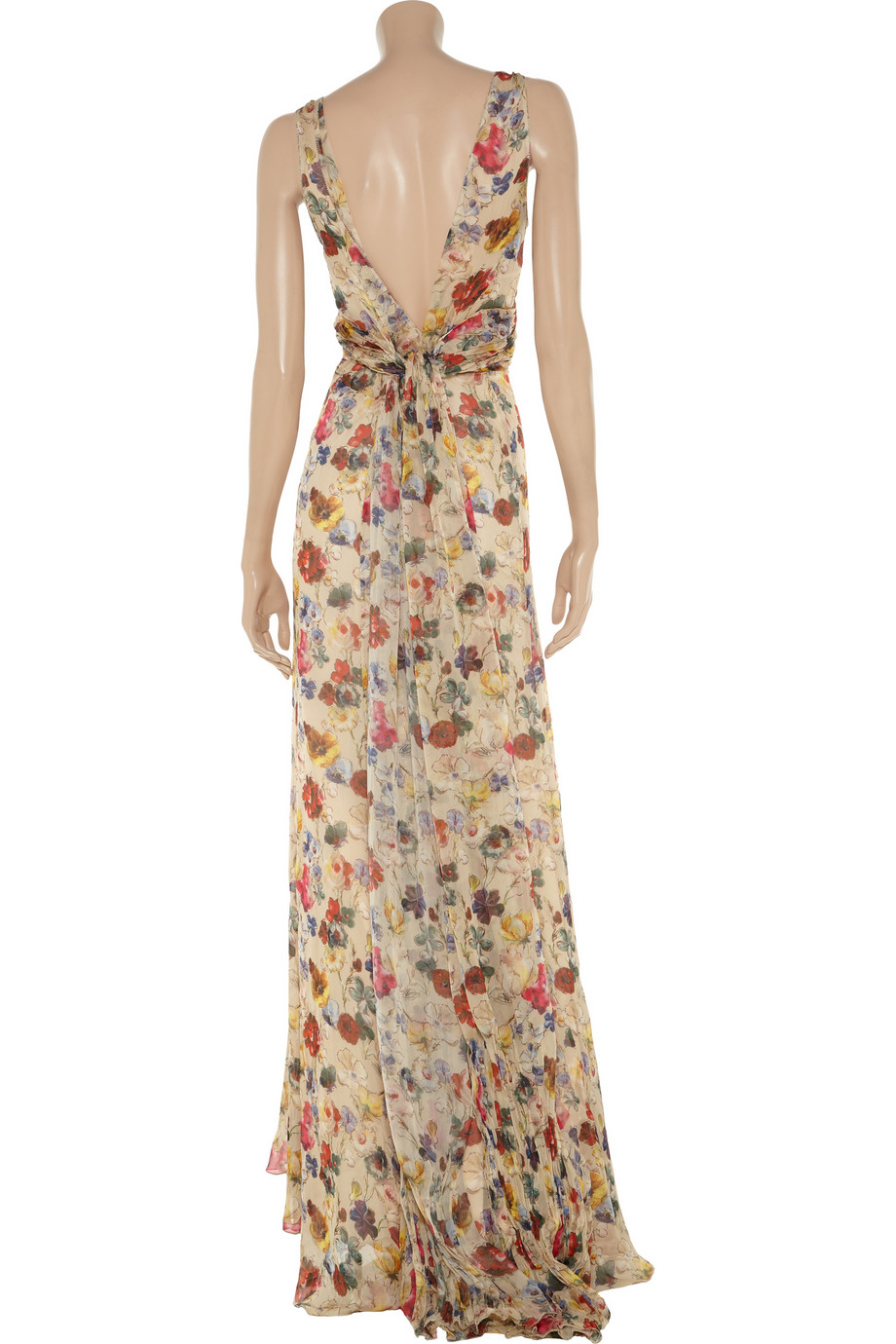 Dolce And Gabbana Ruched Floral Print Silk Chiffon Gown Lyst