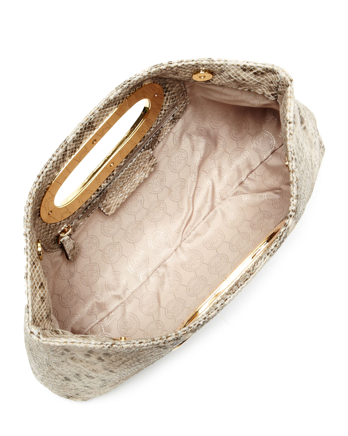 Michael Kors Berkley Clutch in Snake (Natural) - Lyst