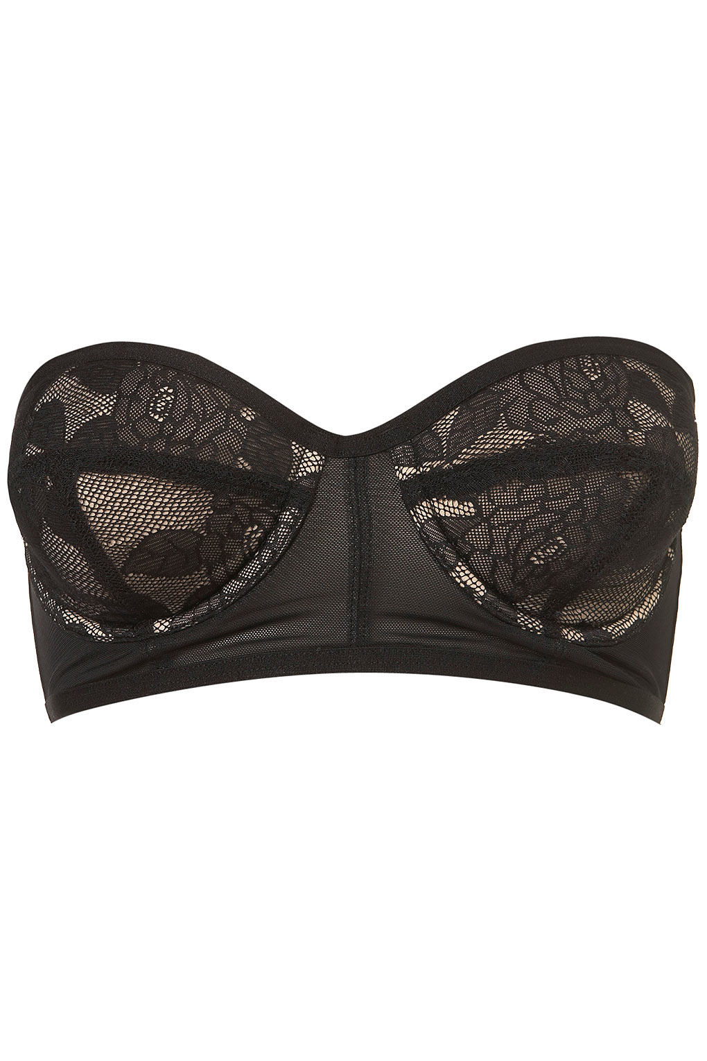 Lyst Topshop Contrast Lace Strapless Bra In Black